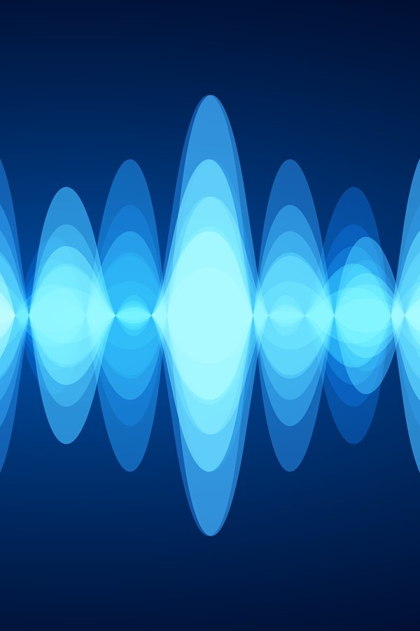 Abstract sound wave. Blue voice sounds waveform spectrum, mu