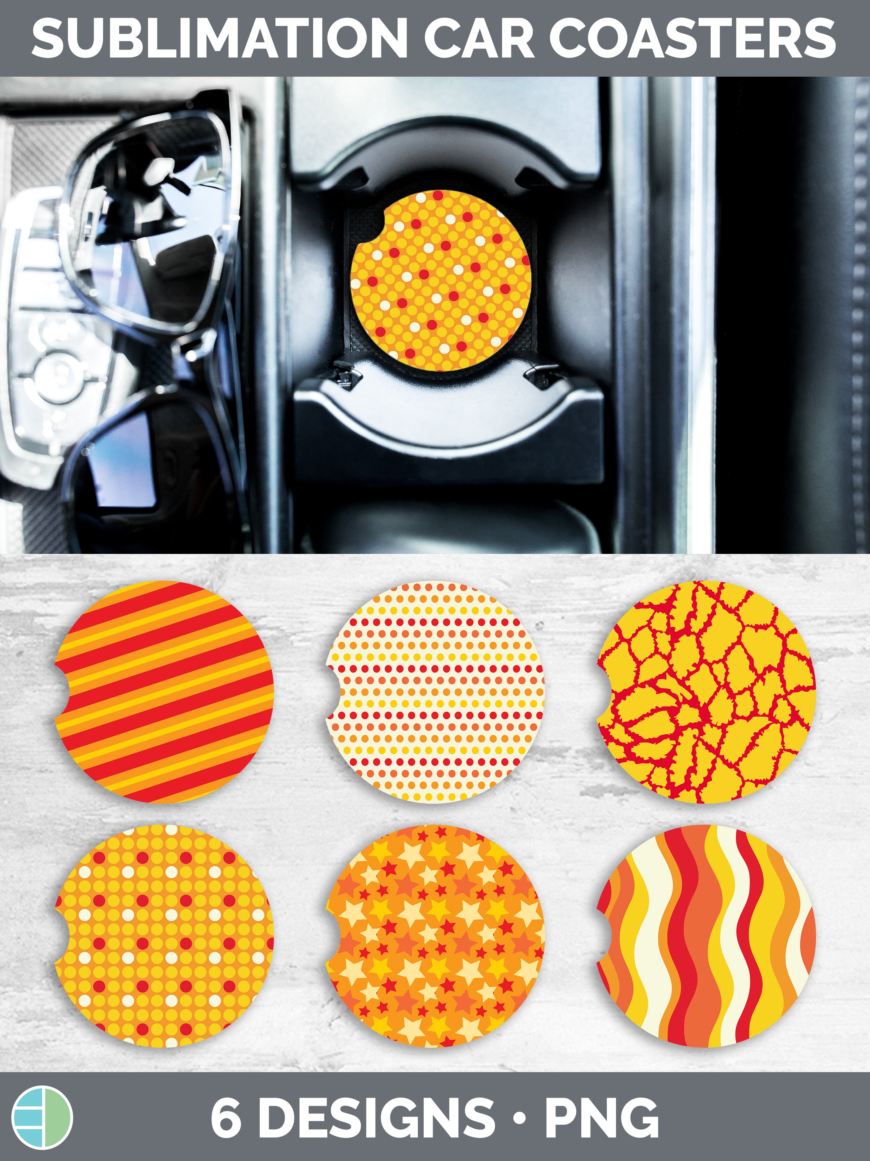 Orange Car Coaster | Sublimation Designs Bundle