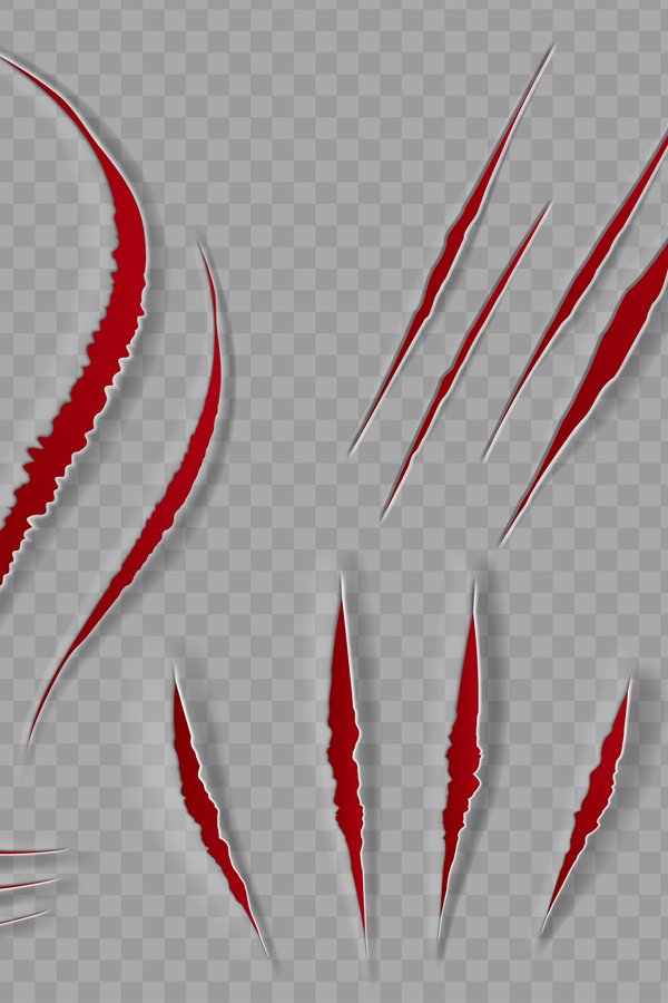 Blood scratches and cuts. Bloody scars and sharp slashes. Ri