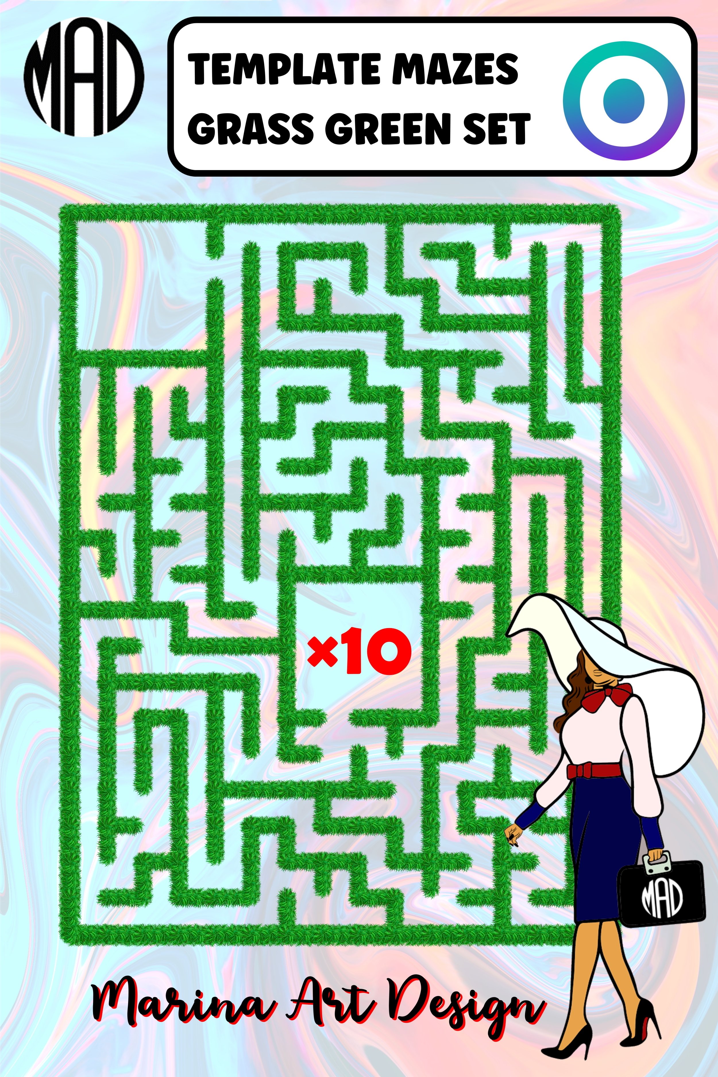 Mix & Match green grass template maze template illustration