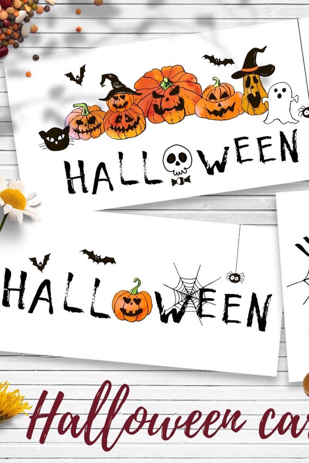 Boo - Halloween creative greetings. 13 cards. PNG, SVG