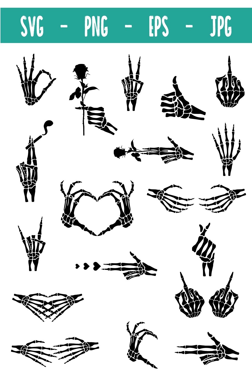 Skeleton Hands Set, Vector, Cut Files