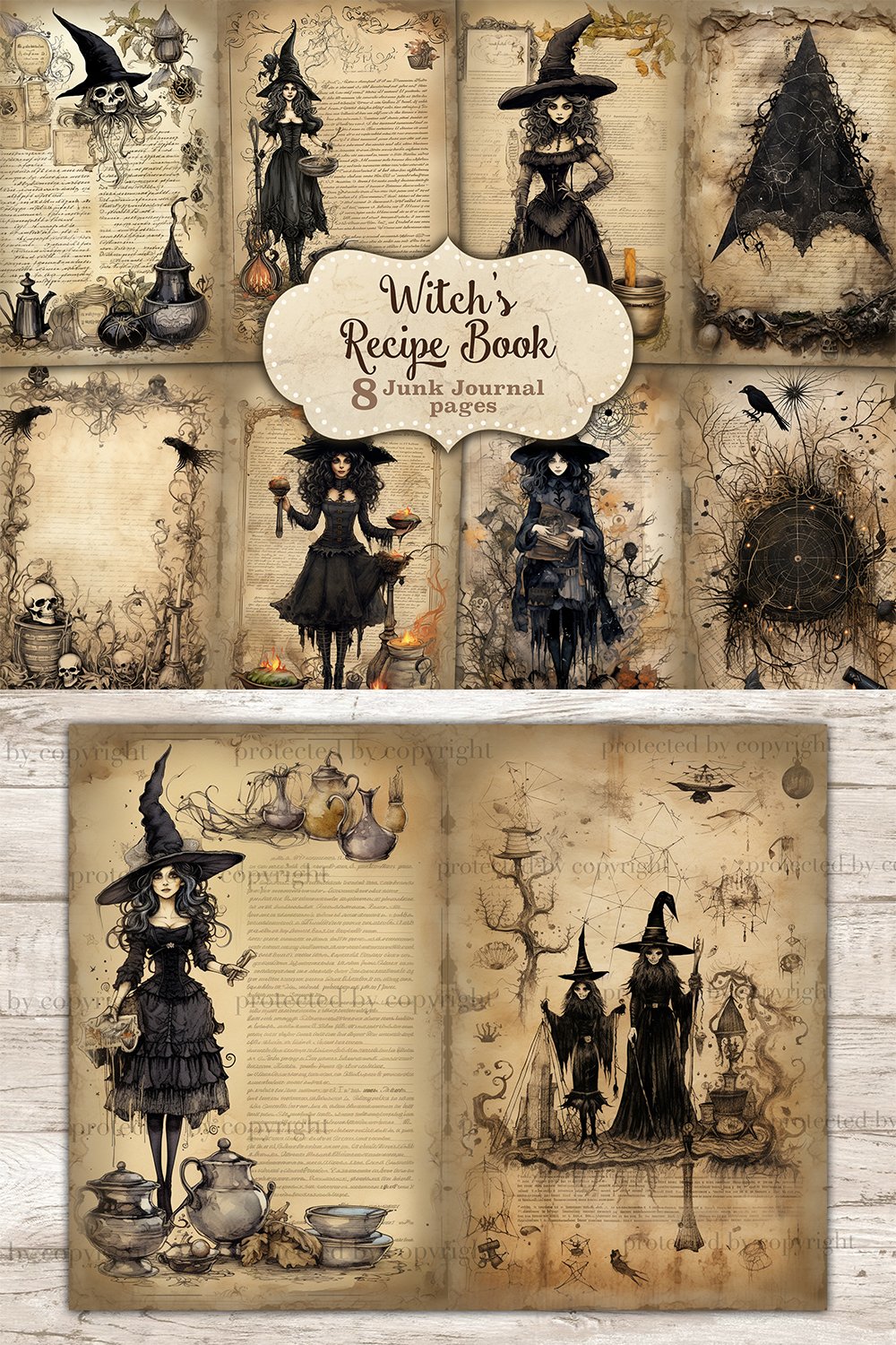 Witch Junk Journal Pages | Recipe Book Ephemera