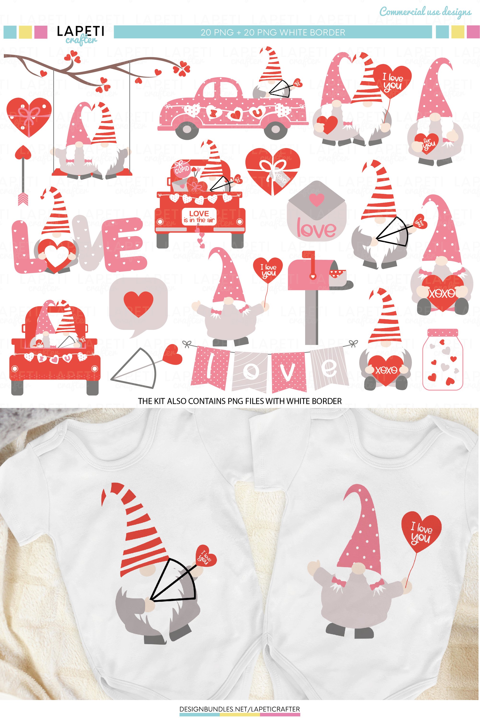 Valentines Gnomes Clipart Bundle| Digital stickers