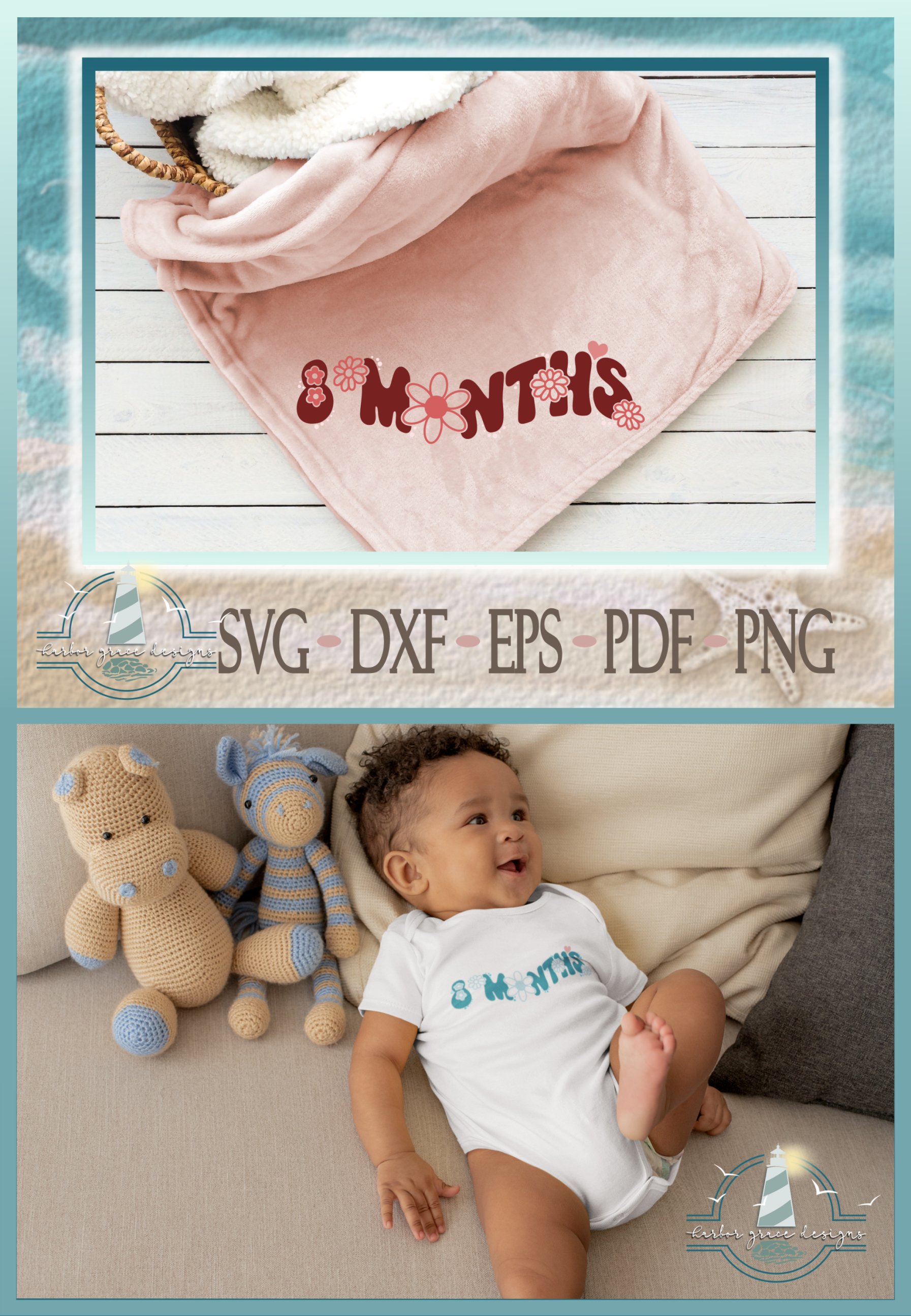 Baby 8 Months Milestone Wavy Text SVG - Eight Month SVG
