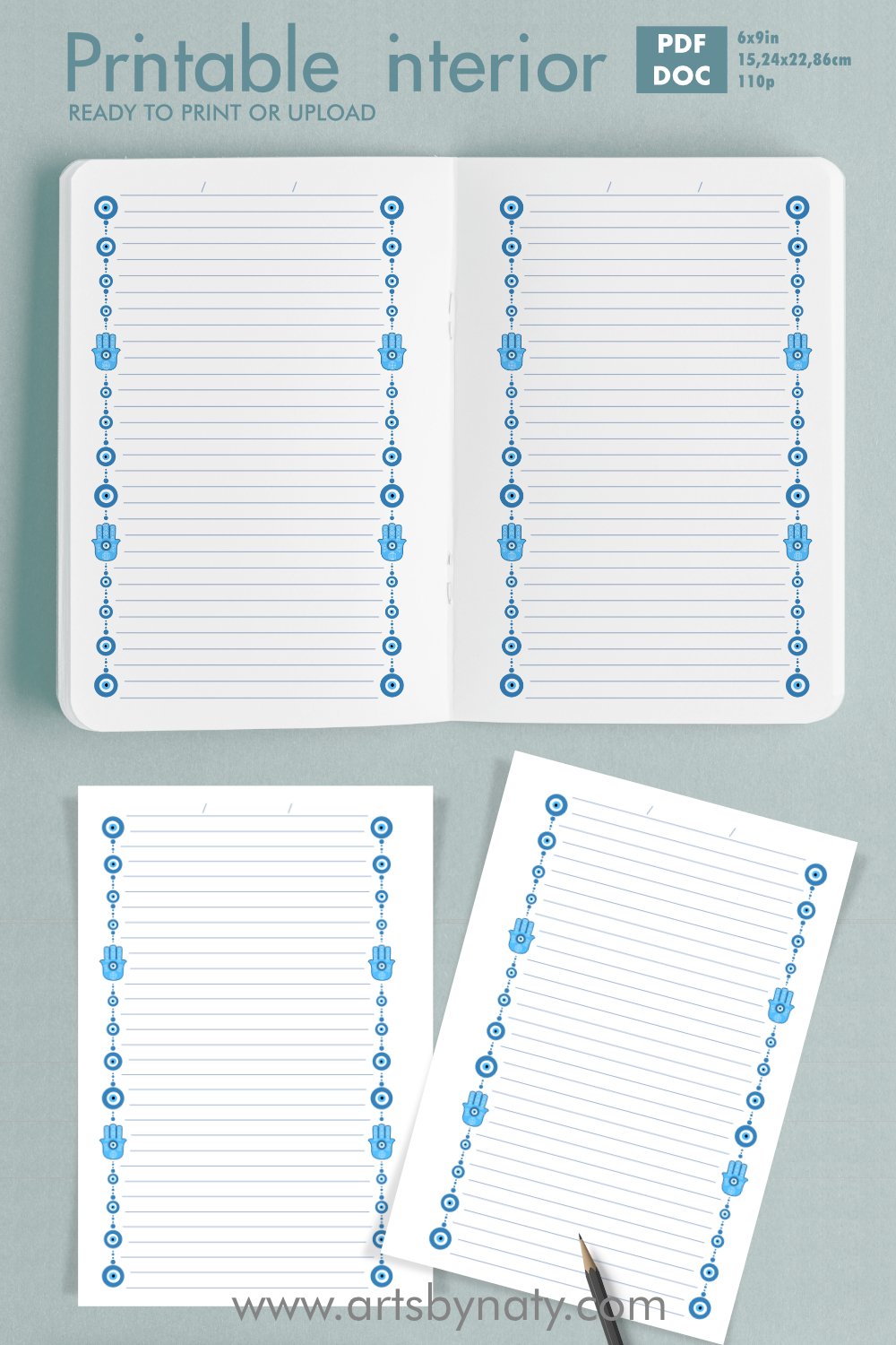 Lucky notebook with evil eye protection.