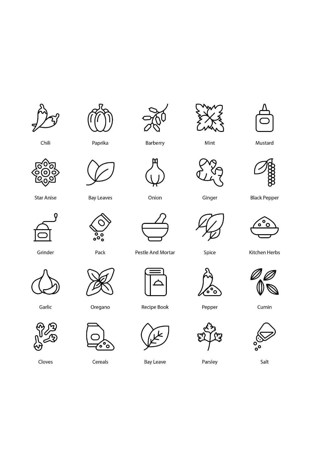 Herbs and Spices Icon Set