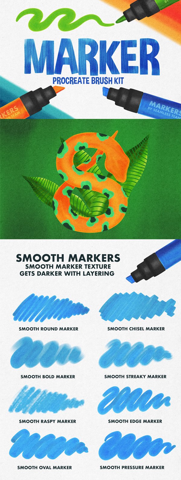 MARKER BRUSHES FOR PROCREATE 5