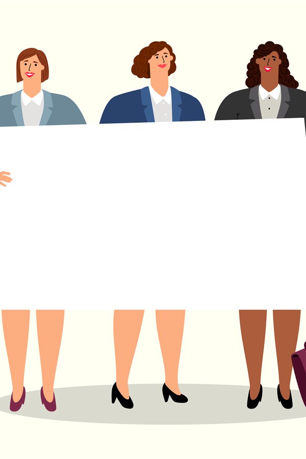 Business women with banner