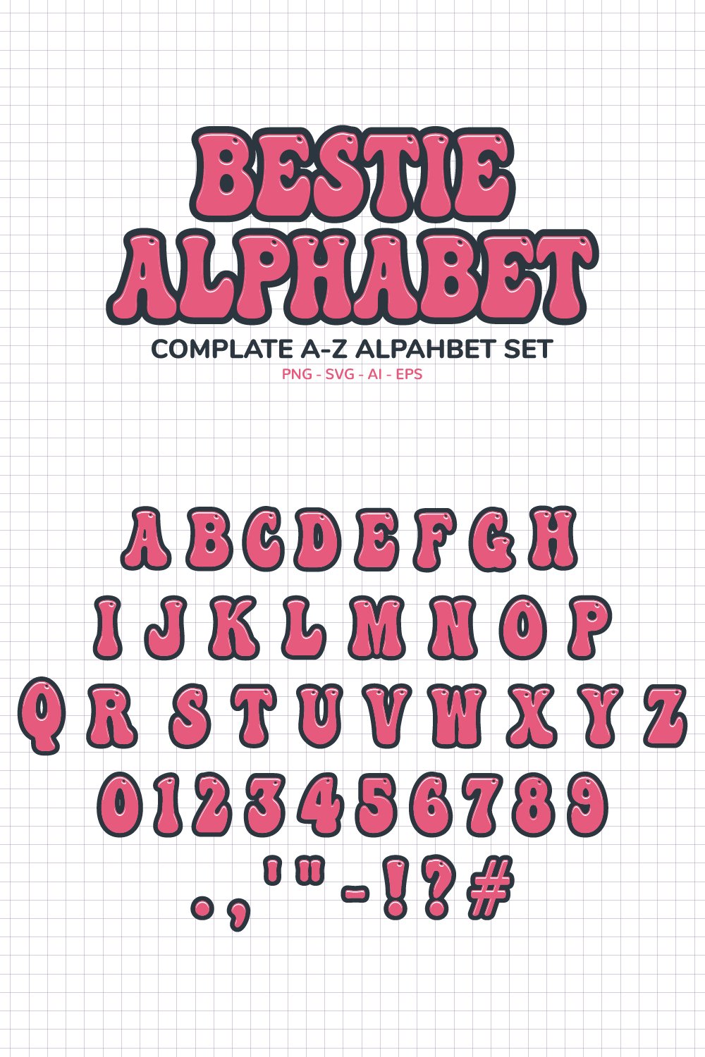 Retro Bestie Alphabet Set SVG File for Sublimation