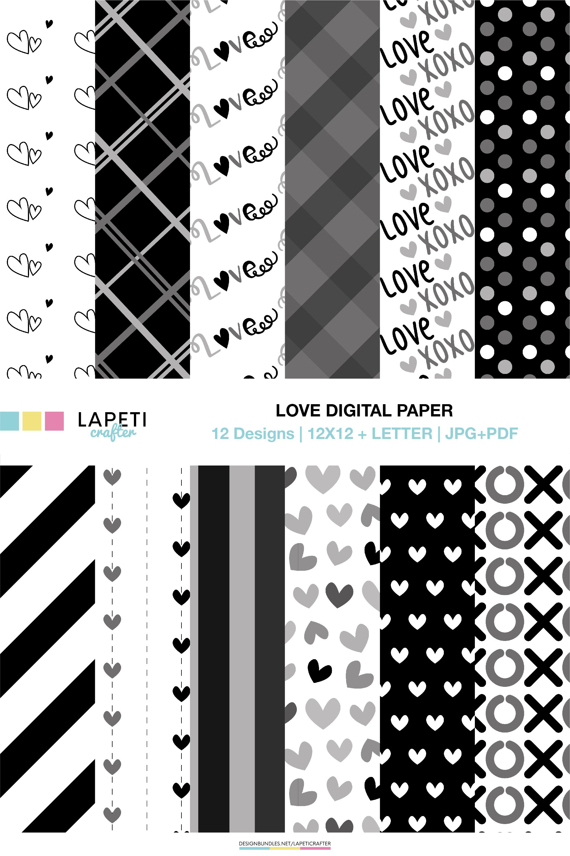Valentine´s Day Digital Paper | 12x12 and Letter size