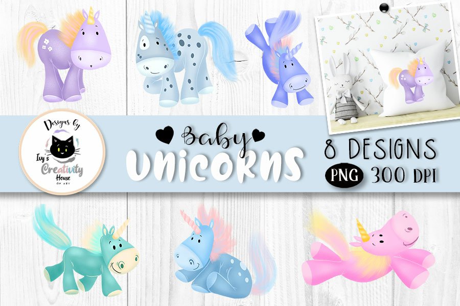 Cute Unicorn Clipart | Animal Sublimation Bundle