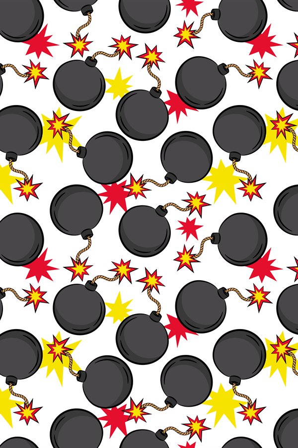 Cartoon bombs seamless pattern