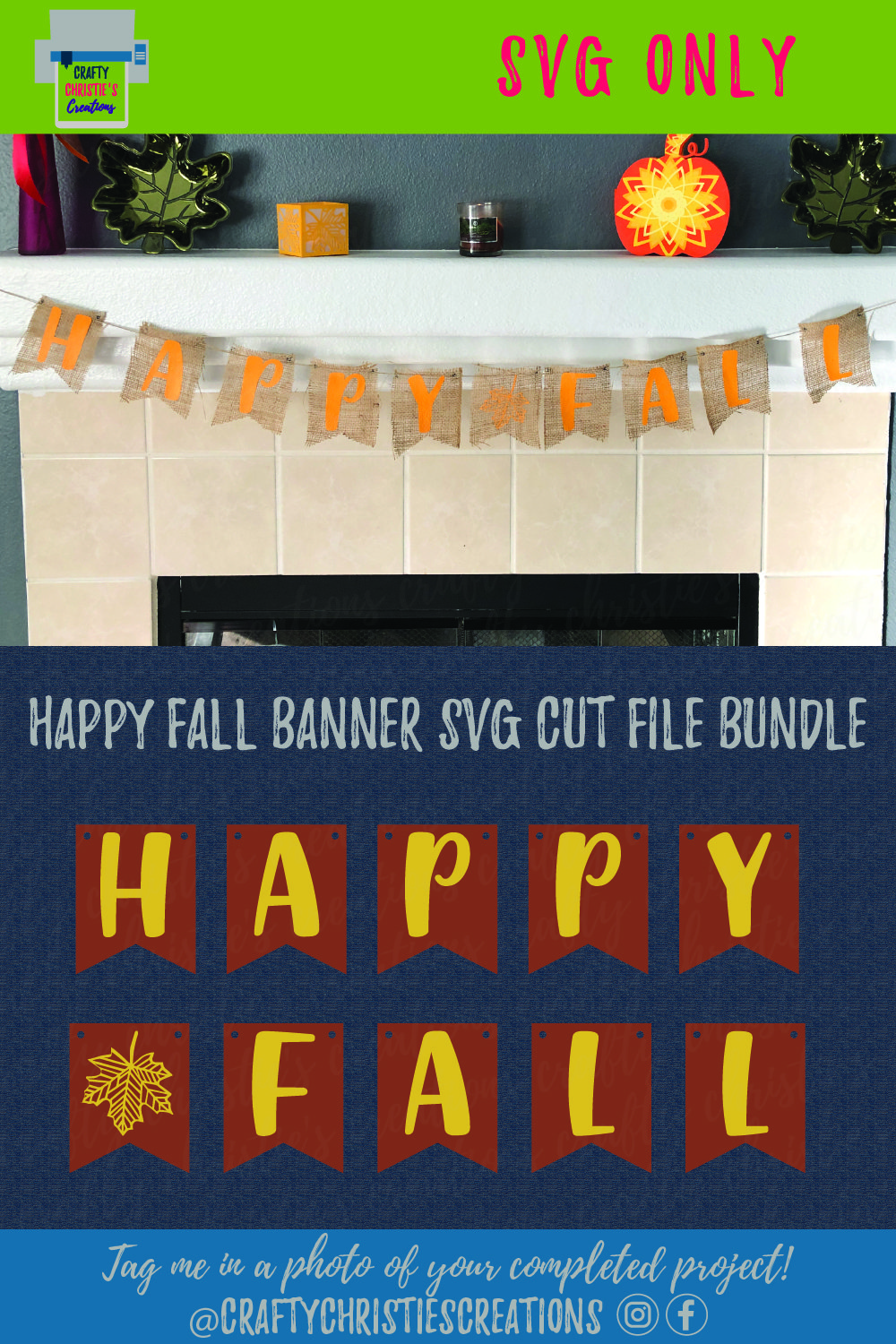 Happy Fall Banner SVG for Cutting Machines