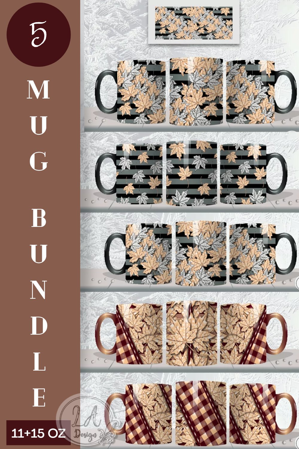 Maple Leaves Mug Sublimation Bundle. Autumn Mug Wrap Designs