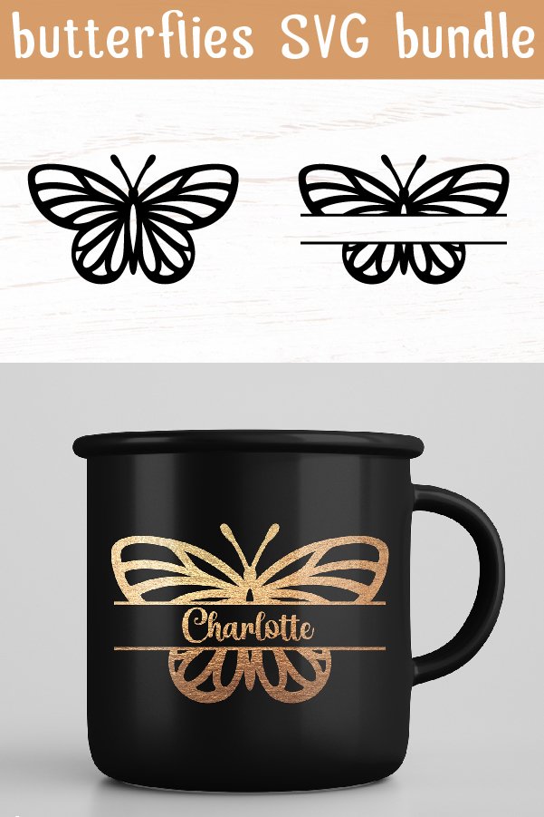 Butterfly svg, butterfly split monogram frame bundle