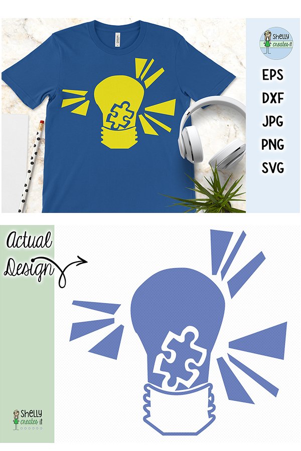 Light It Up Blue Autism Awareness Puzzle and Bulb