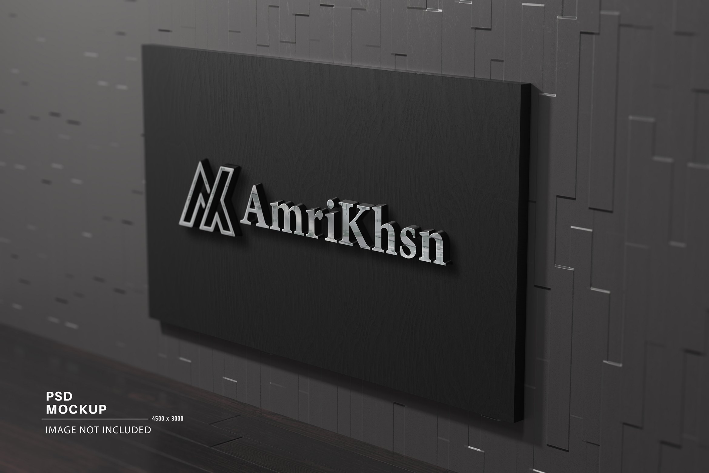 realistic black sign logo mockup psd