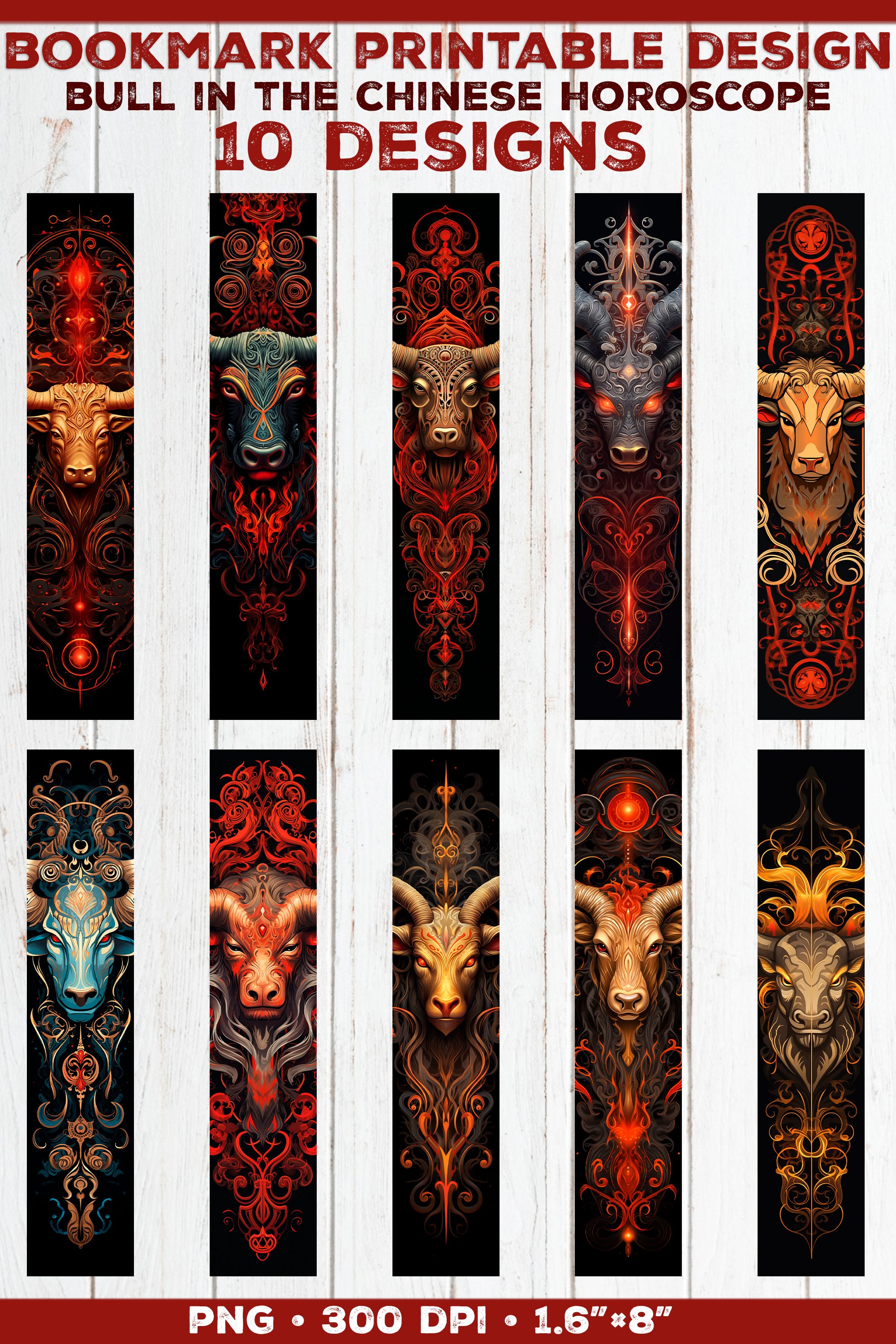 Chinese Horoscope Bull Bookmark Printable Design (2850143)
