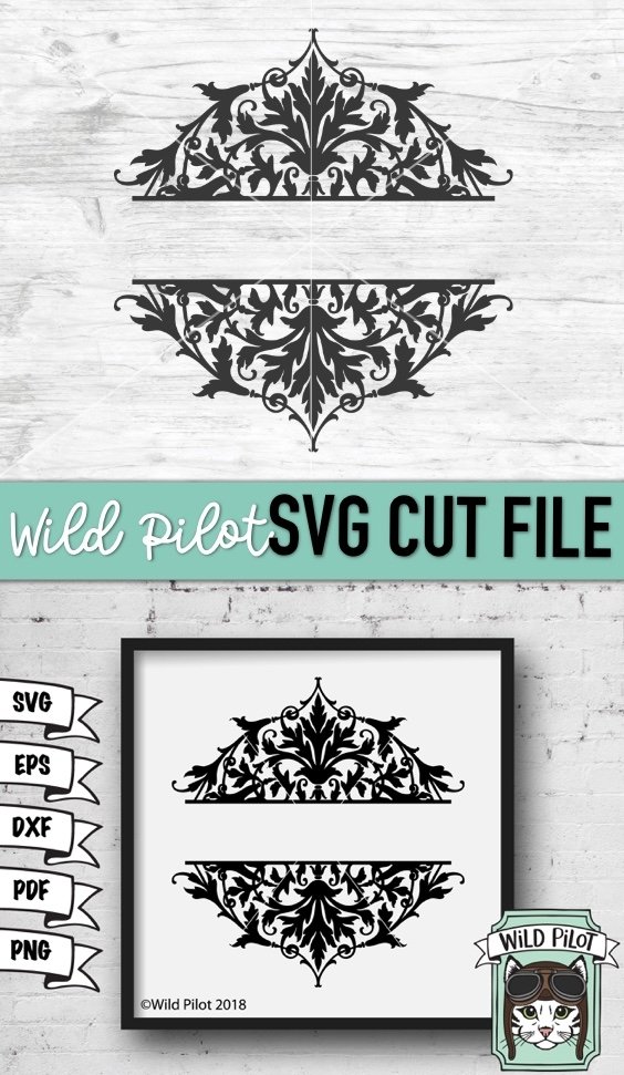 Monogram Frame SVG Cut File, Split Scroll Monogram Frame SVG