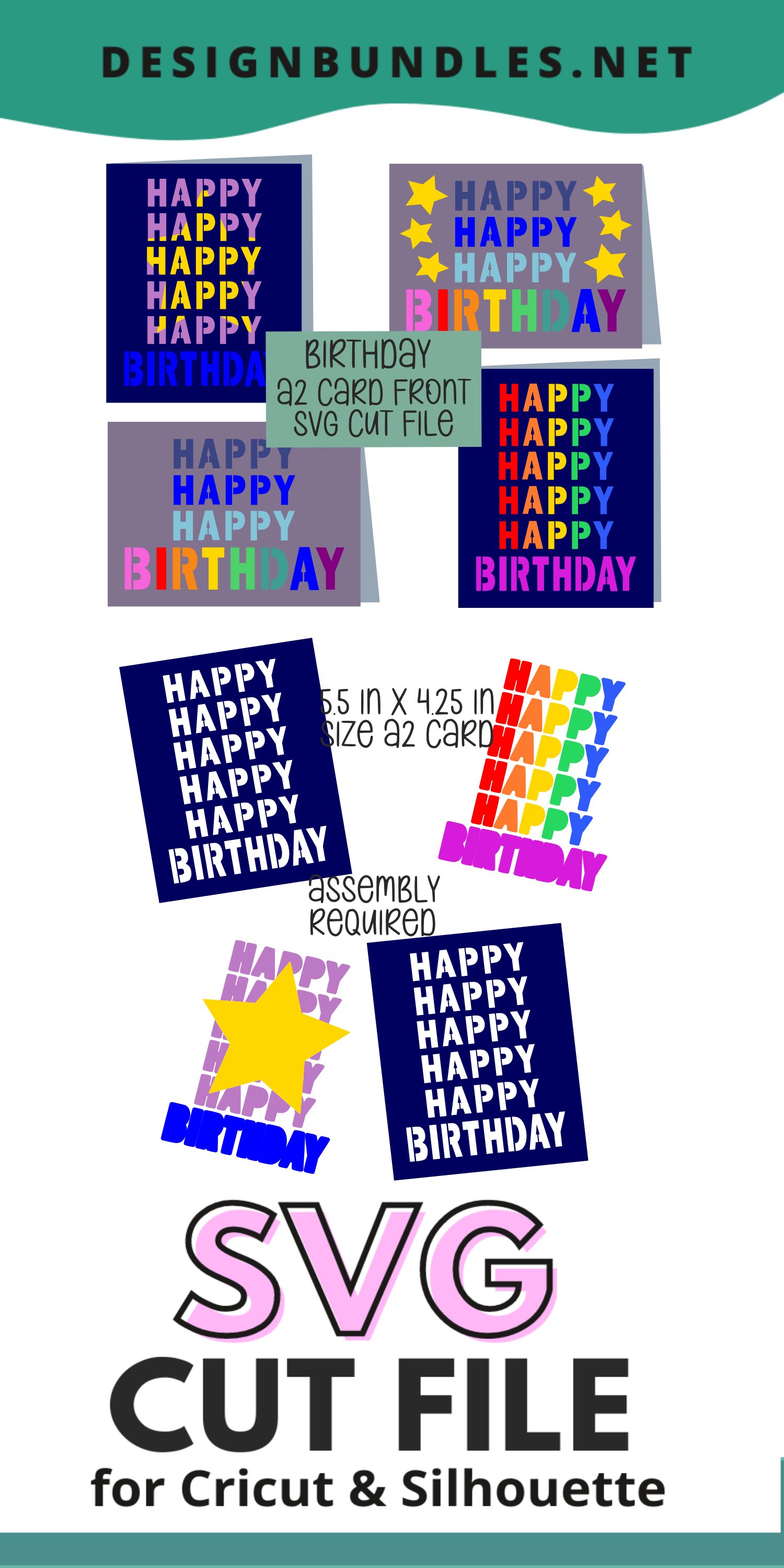 BIRTHDAY CARD FRONTS SVG DIY CRICUT SILHOUETTE CARD MAKING