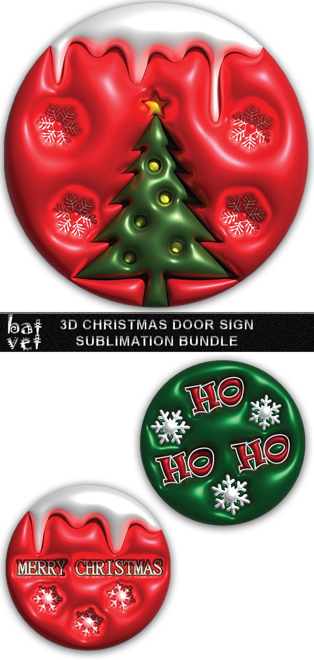 3D Christmas Door Sign | Inflated Christmas Door PNG