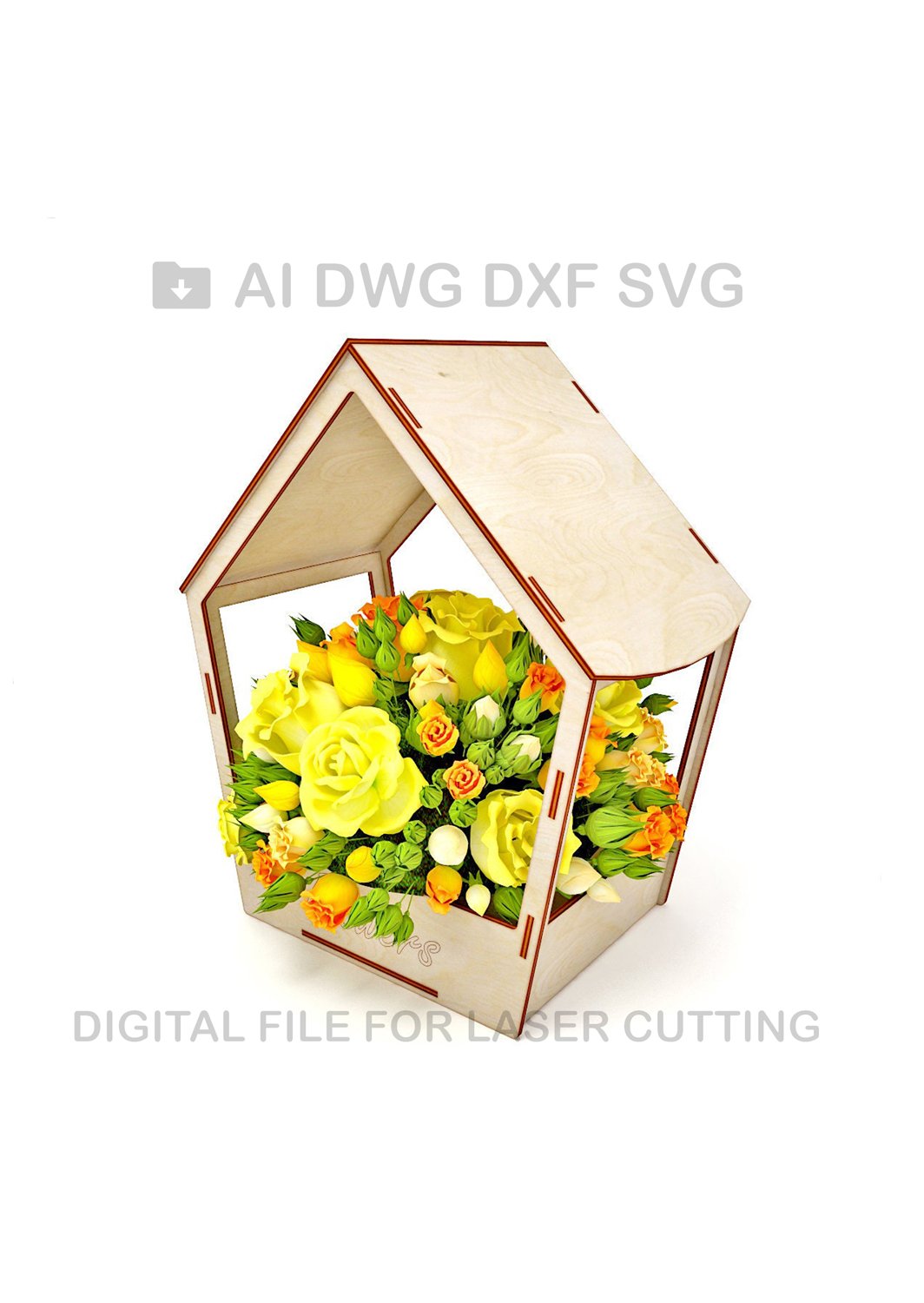 Flower box vector for CNC svg vector file (1960439)