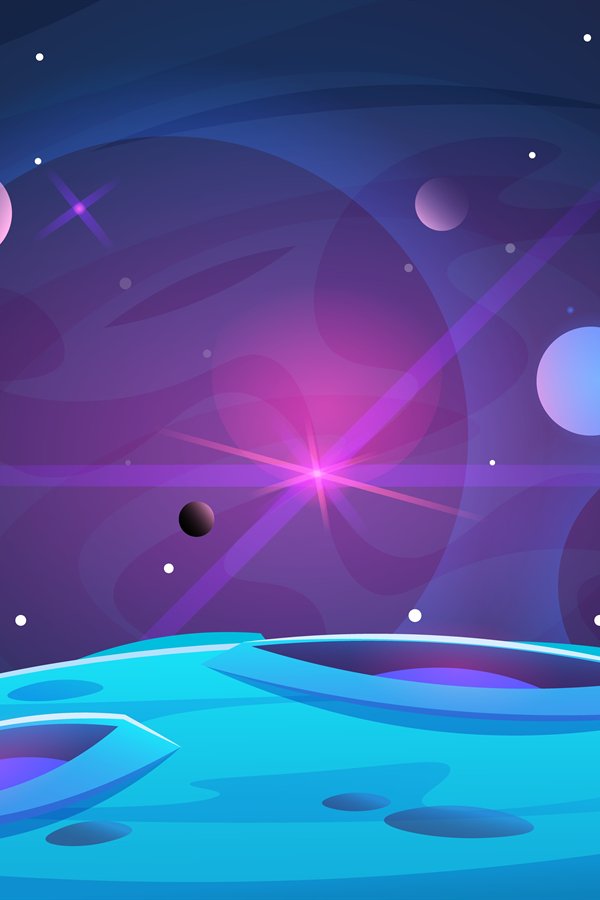 Space and planet background. Planets surface with craters, s