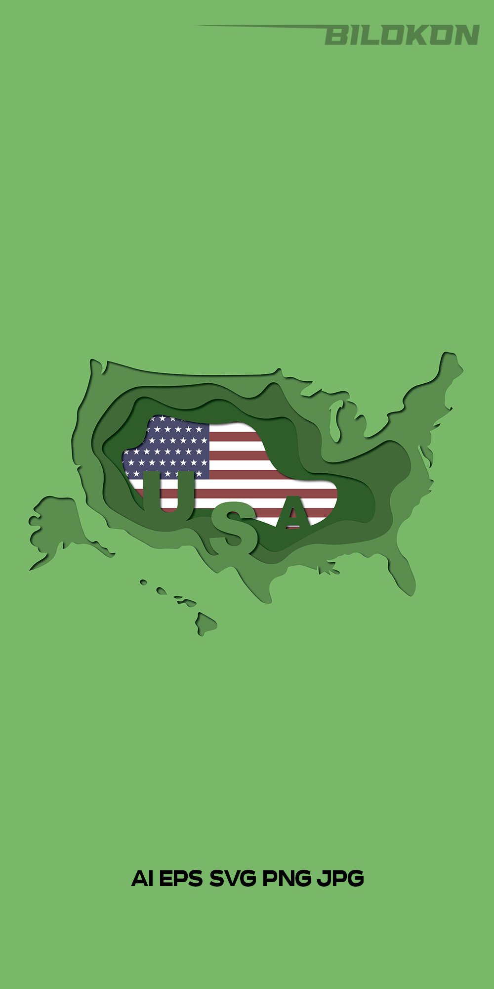 3D American Map, USA Map Paper Cut, SVG Layered, SVG