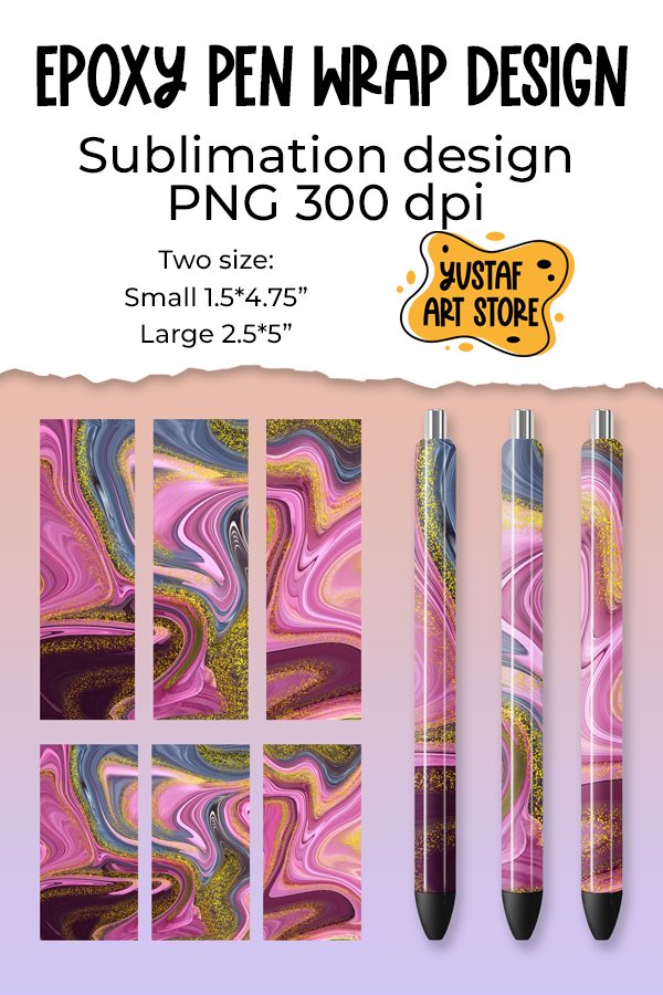 6 design epoxy pen wrap sunflower and butterfly