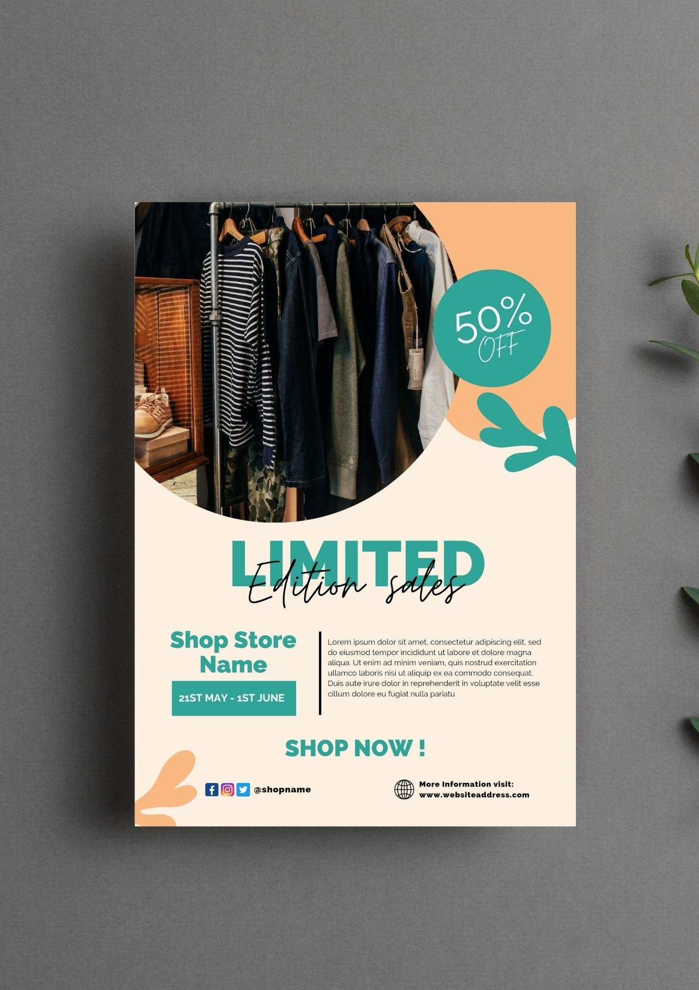 Store sales flyer template canva for business