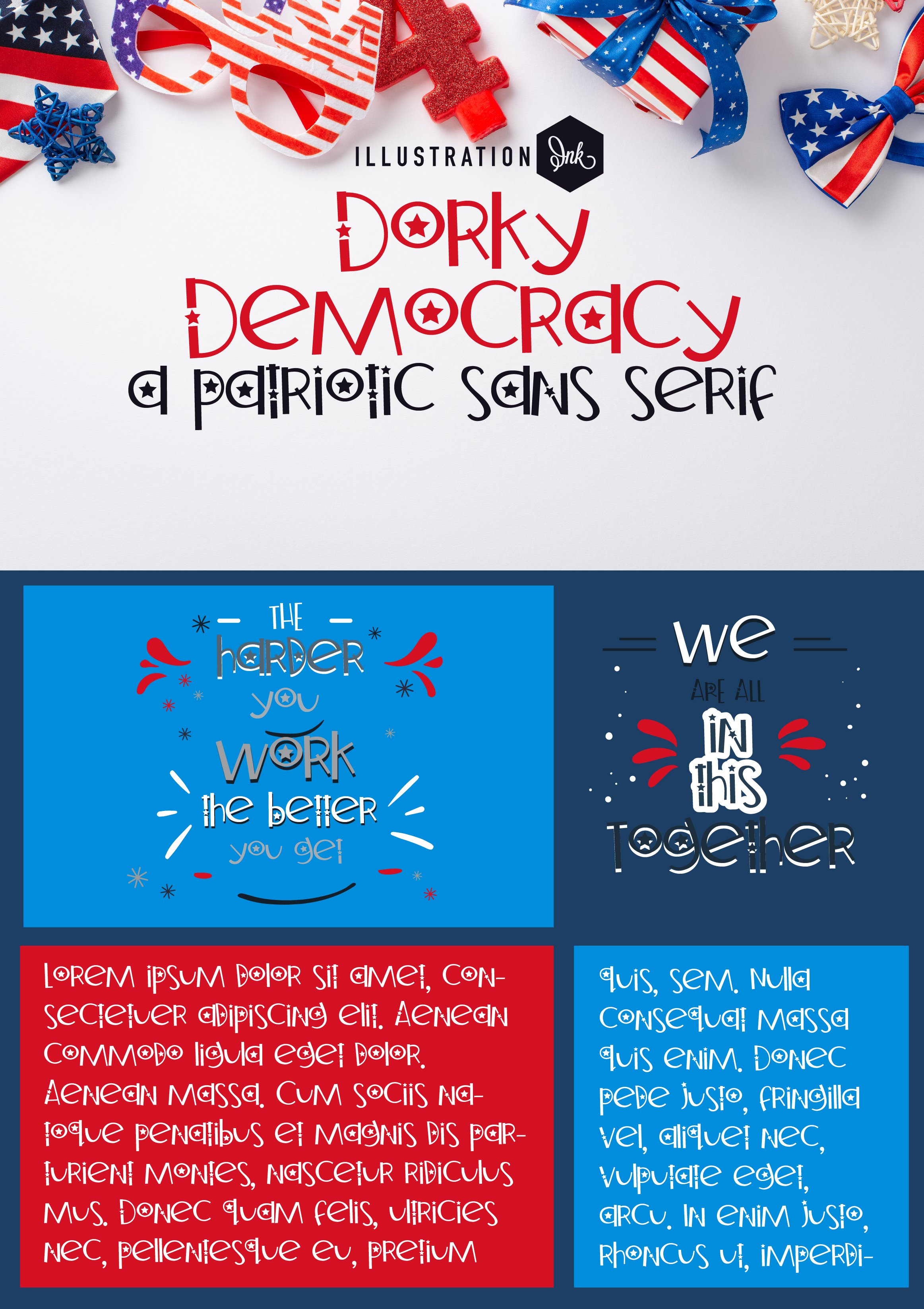 Hand-crafted, patriotic font