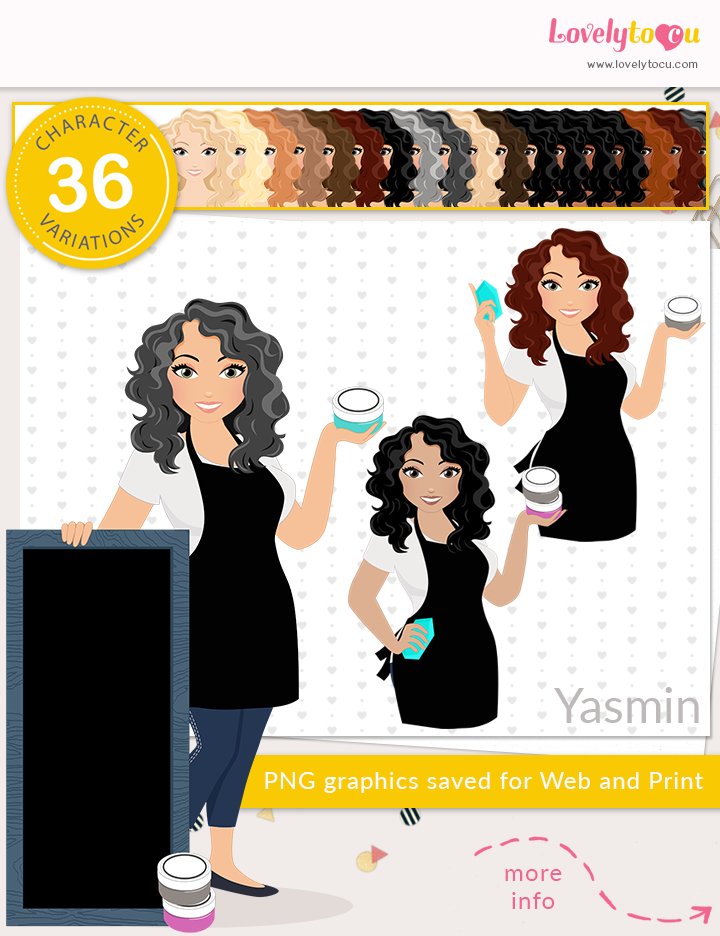 Chalk art woman character clipart LVC49 Yasmin