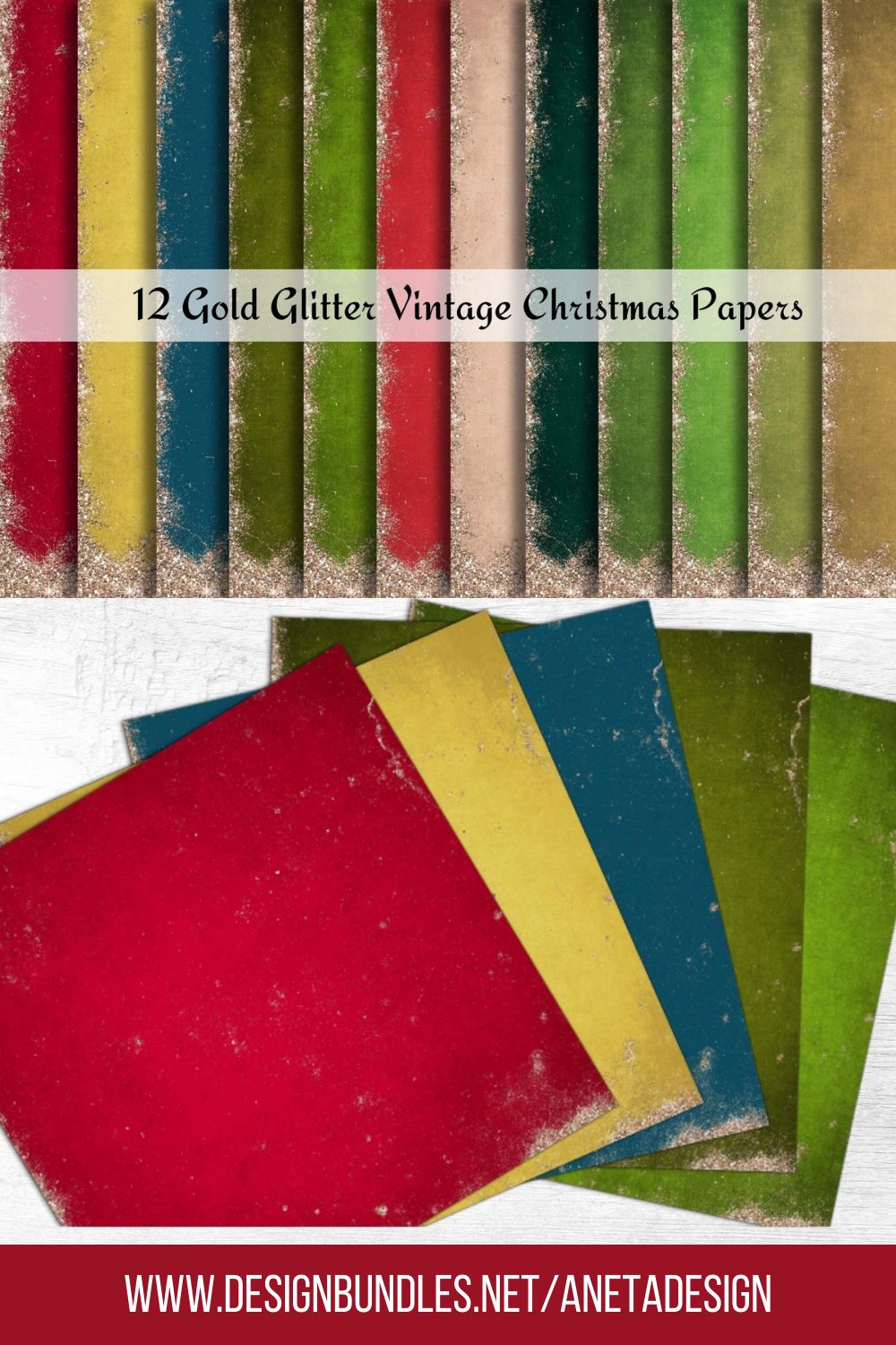 Christmas Vintage Gold Digital Papers (2498406)