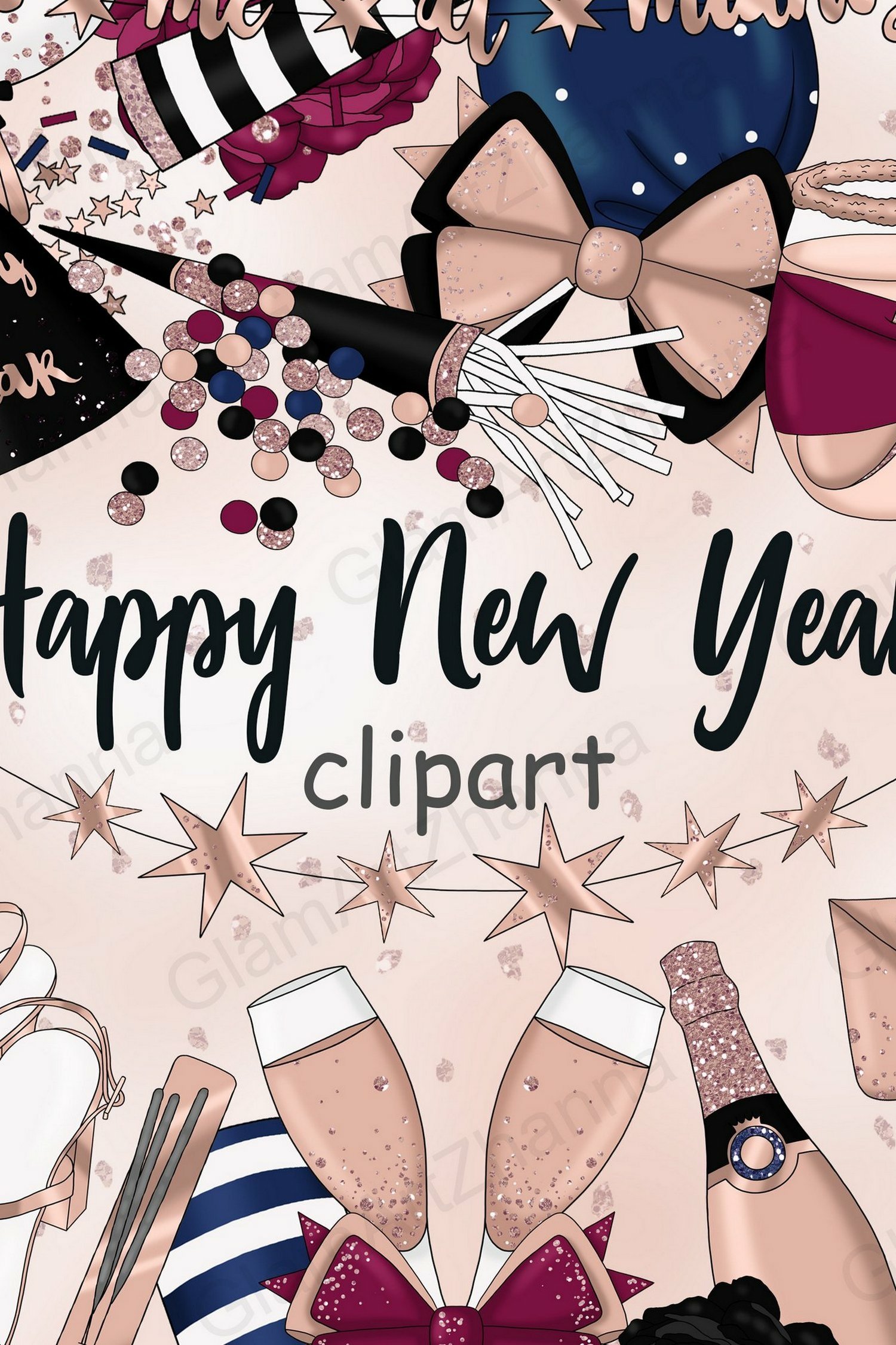 Happy New Year Clipart | Fashion Clipart Bundle