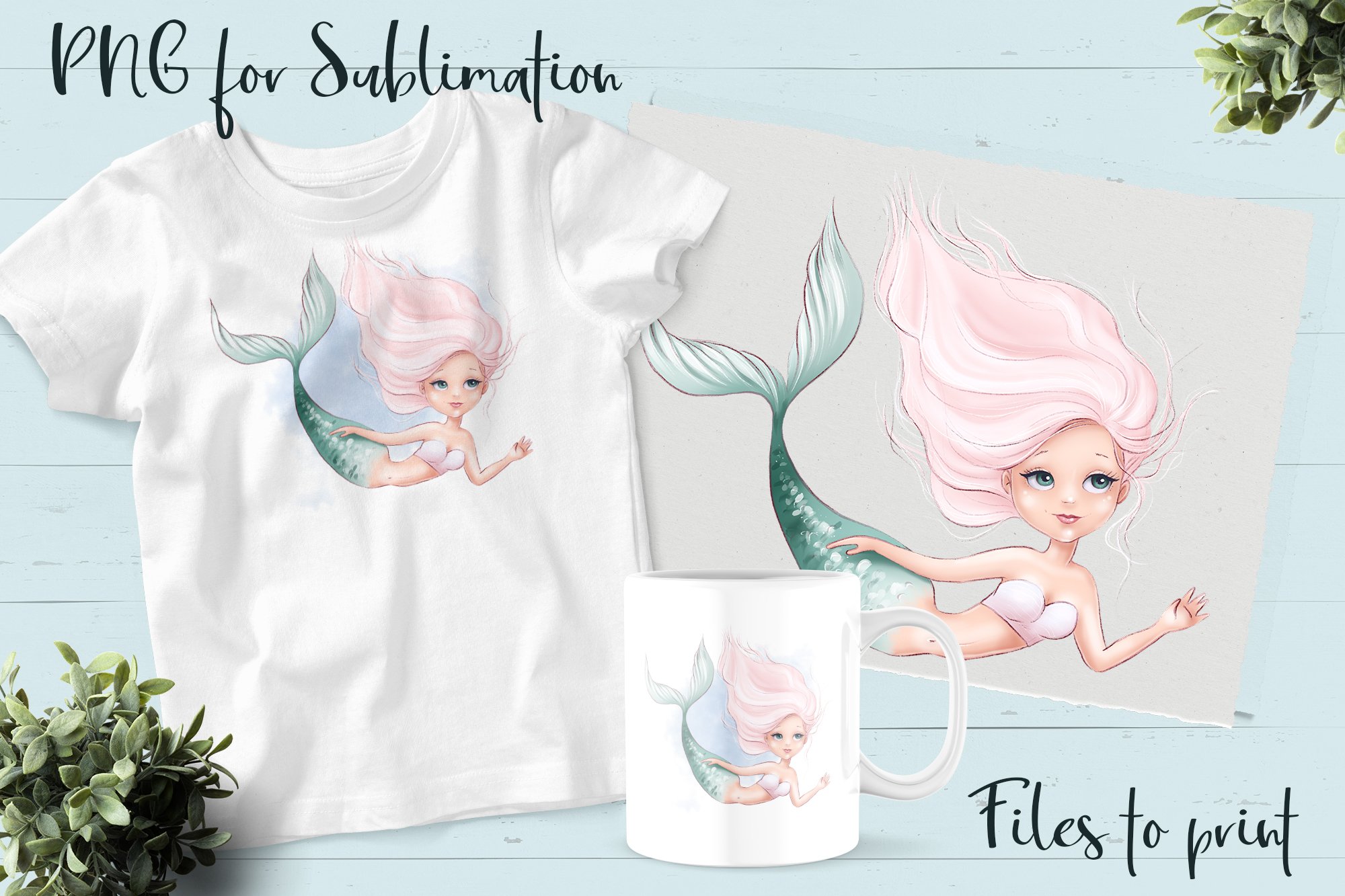 Mermaid sublimation. Design for printing. (1560654)