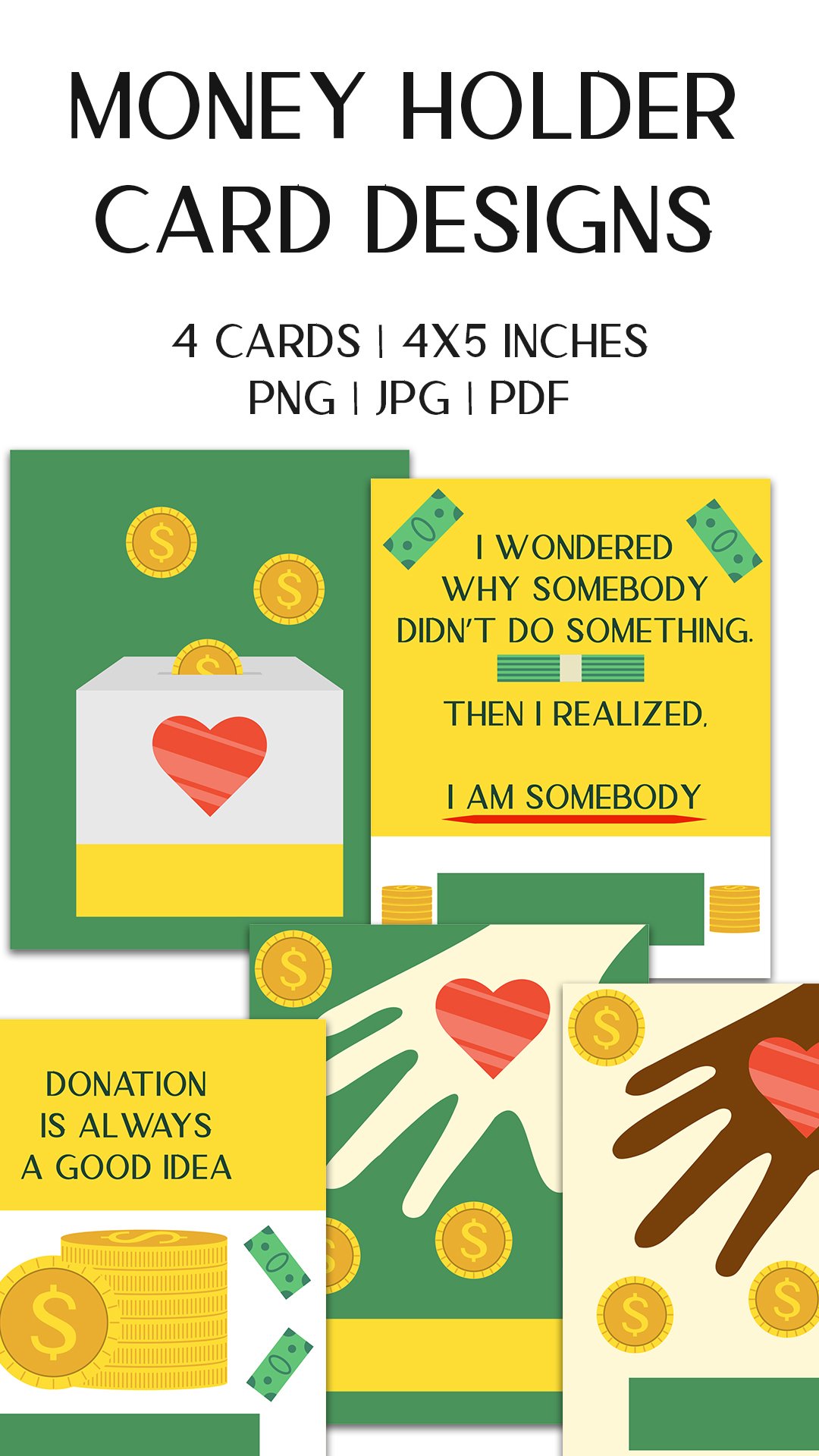 Charity money holder Donation cards template Money card PNG