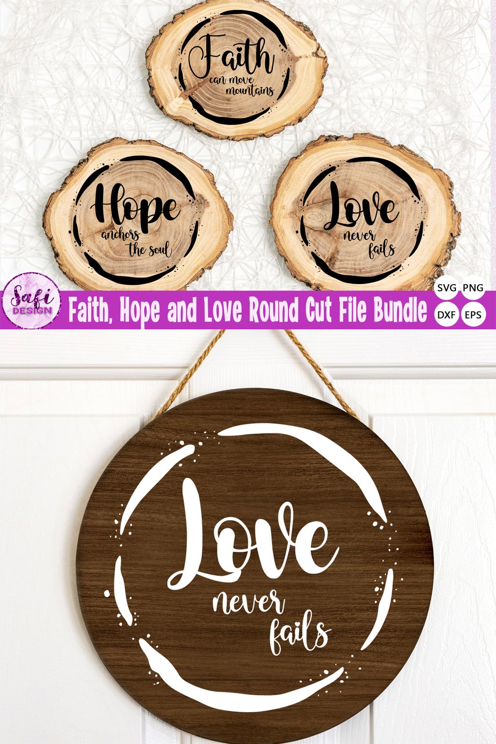 Faith, Hope and Love Round SVG Cut File Bundle