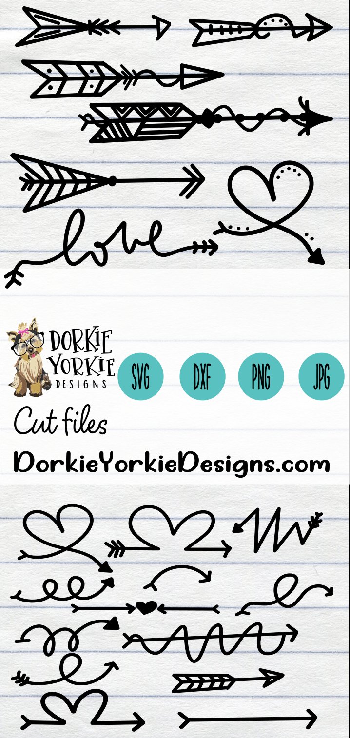 20 Arrows Doodle Hand drawn, clipart, heart love, (1376027)