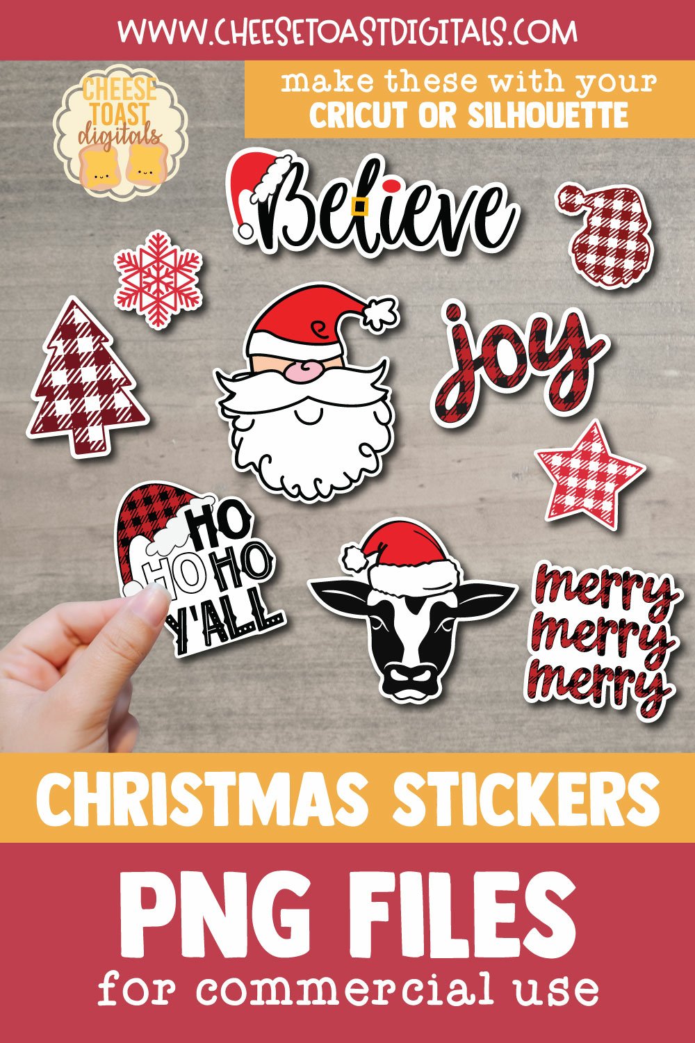 Christmas Sticker Bundle | 10 Buffalo Plaid PNG Stickers