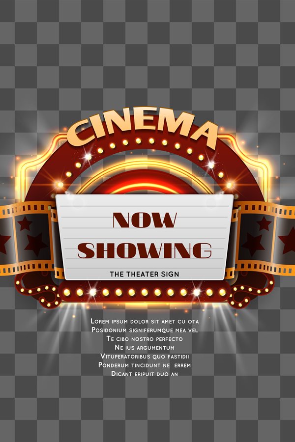 Vintage cinema sign isolated