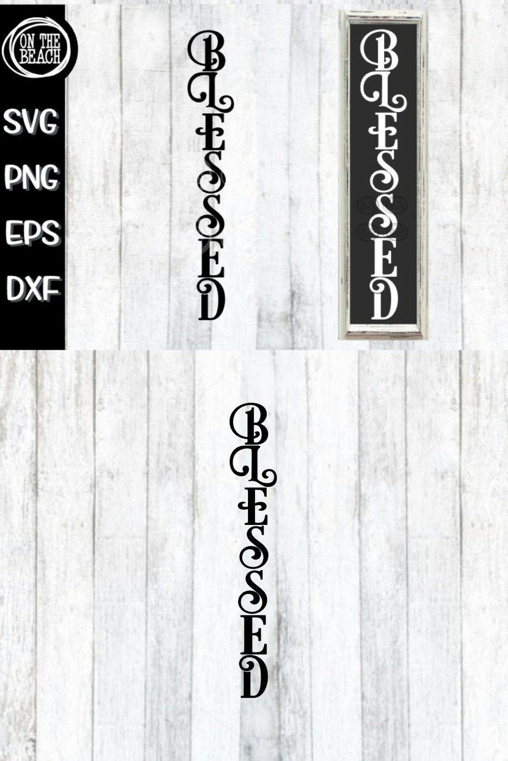 BLESSED SVG - Vertical Sign Design - SVG PNG EPS DXF