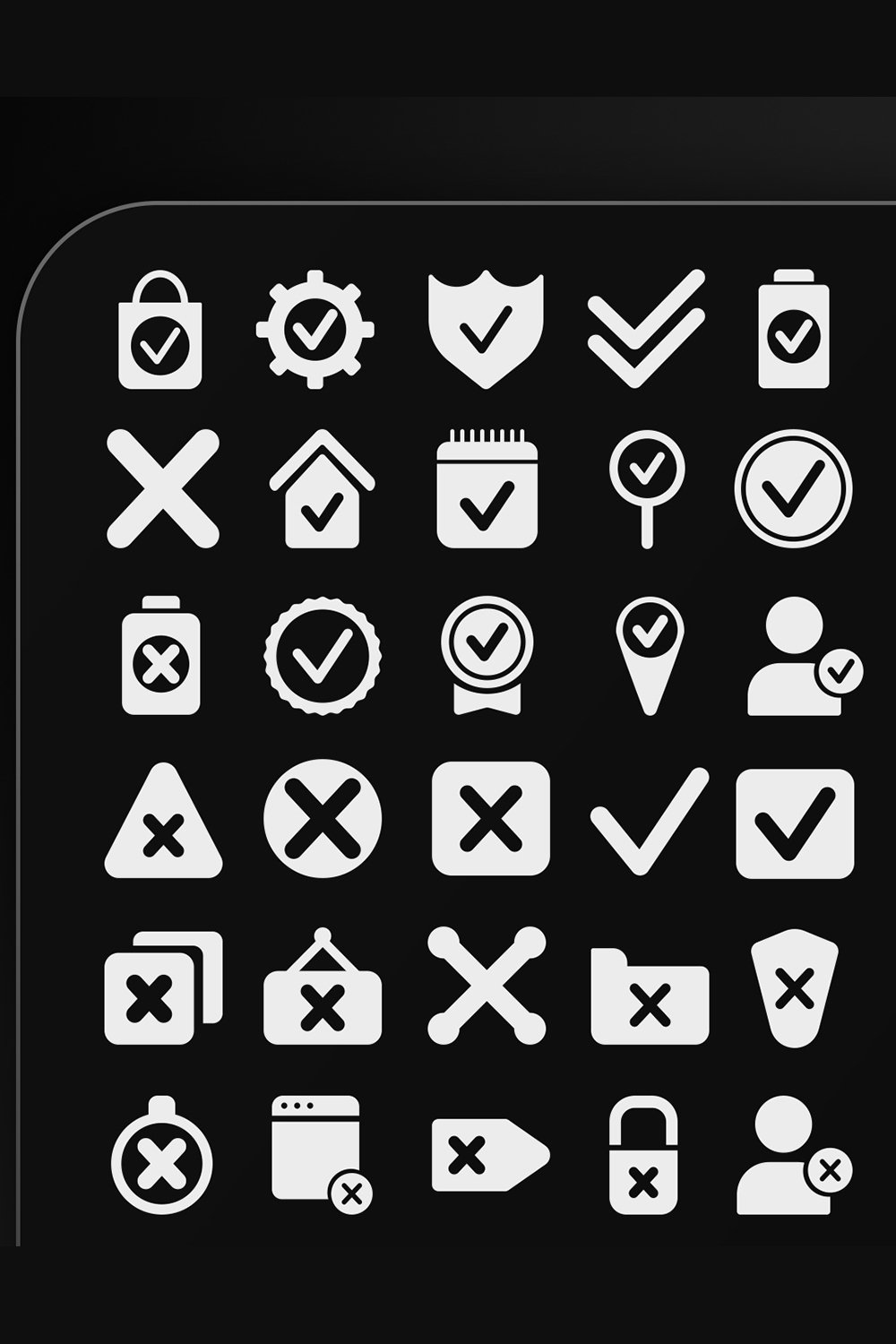 Check & close icon pack sign art collection