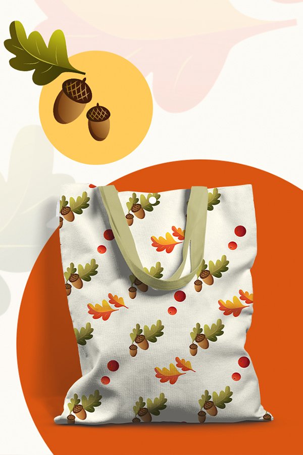 Oak leaves, fall papers. Acorn digital paper