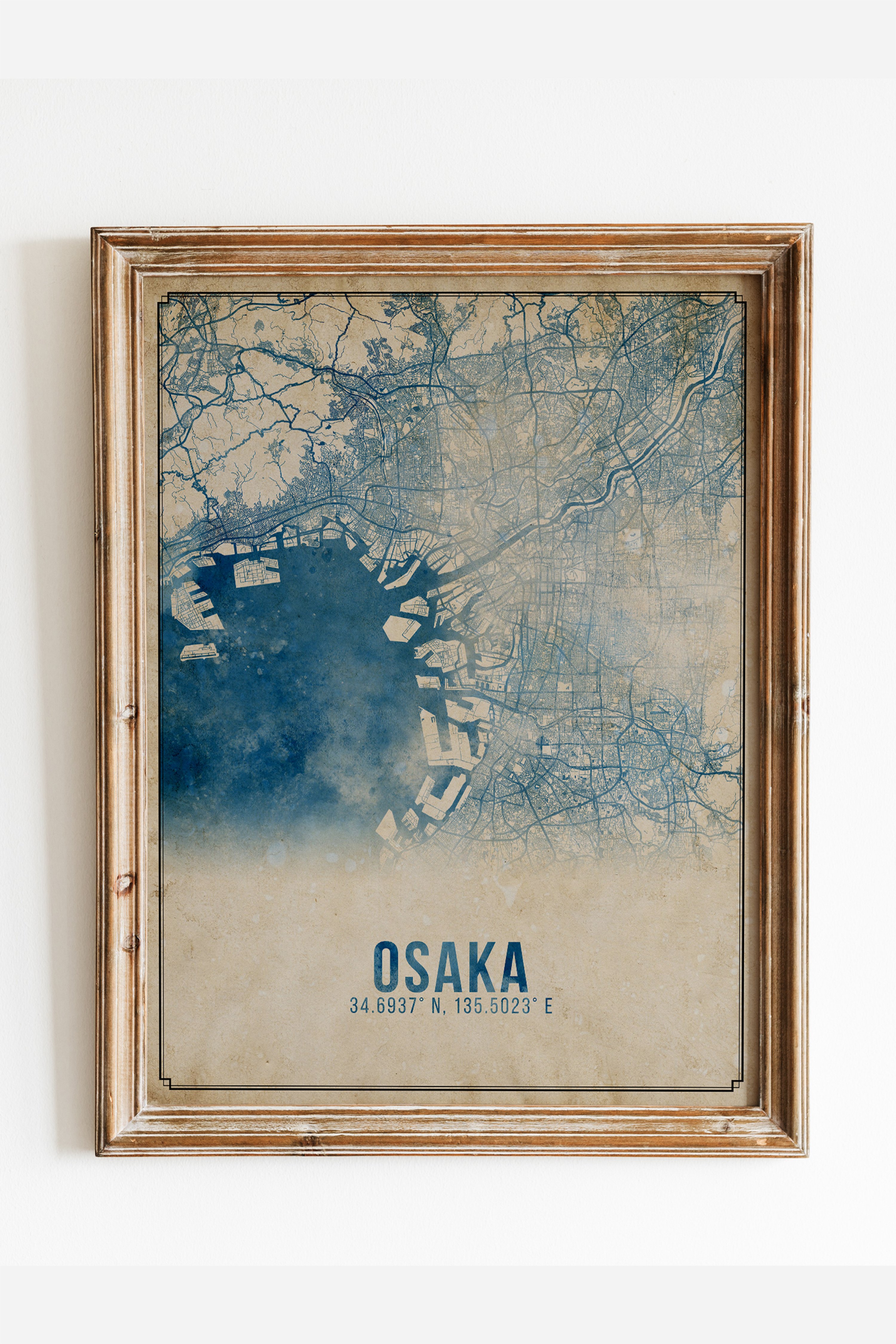 Osaka Antique Watercolor City Map Poster