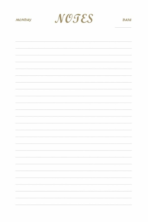 Notes Page Printable - Filofax Inserts, Printable Note Paper