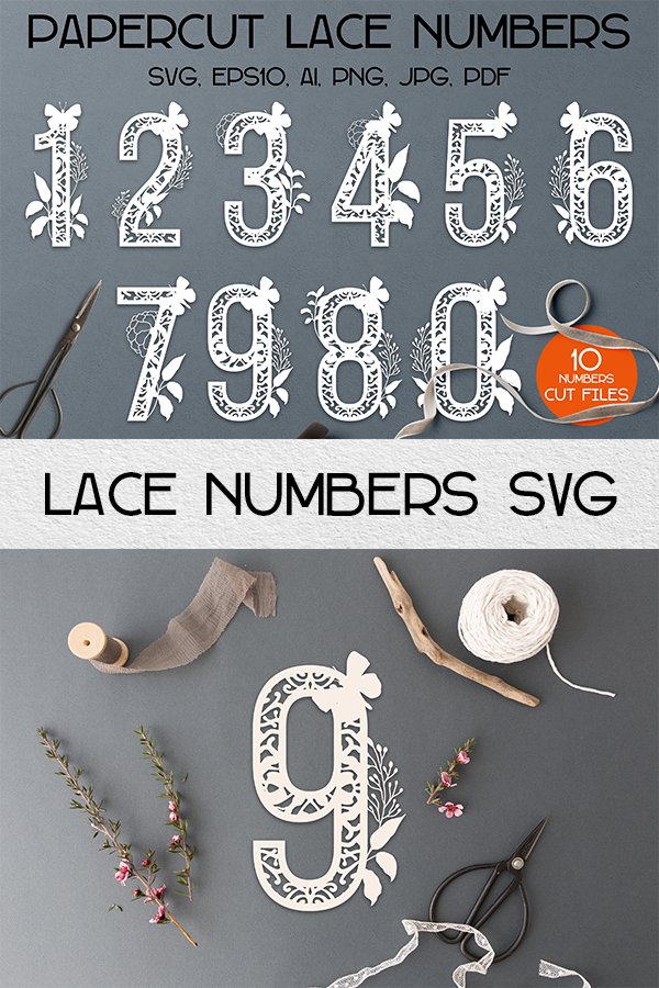 Paper cut Lace Numbers Set, Numerical Monogram SVG (1179369)