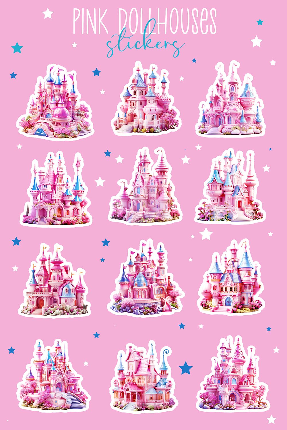 Pink Dollshouses stickers |Png/Jpeg Print and cut