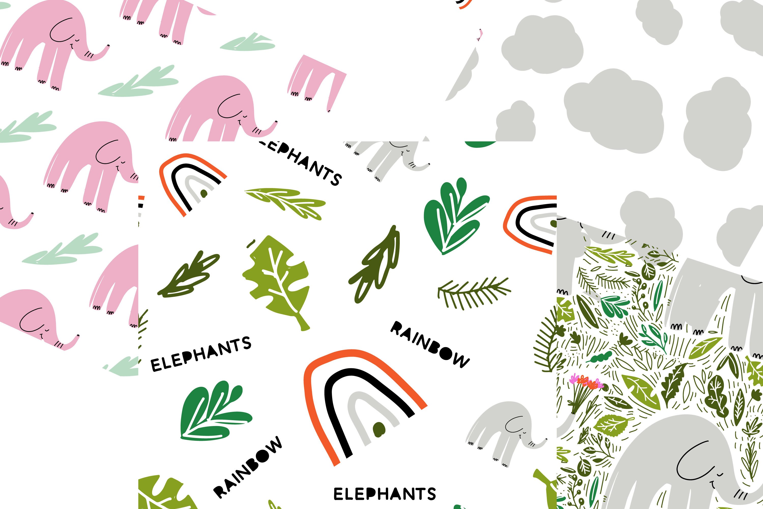 Elephant designs digital paper baby bundle