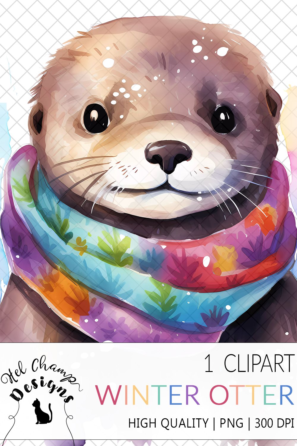 Winter cute otter rainbow transparent clipart